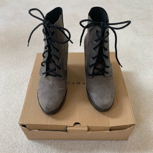 Zara | Shoes | Zara Grey Platform Boots | Poshmark